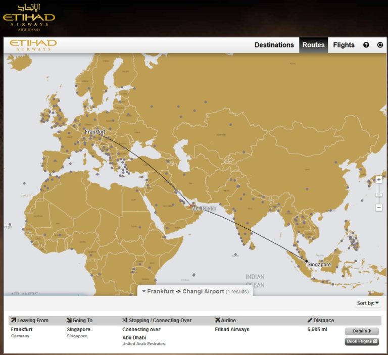 Etihad Airways EY470 Deutschland - Singapur - Singapur-Portal